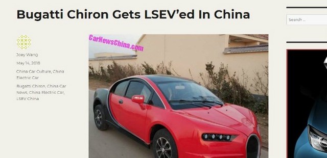 Réplica chinesa do Bugatti Chiron custa R$ 18 mil