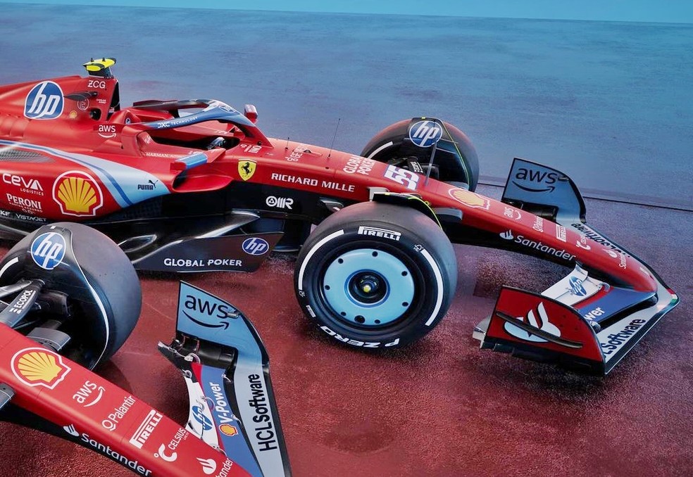 F1: Ferrari mostra carro com pintura azul para o GP de Miami; veja fotos