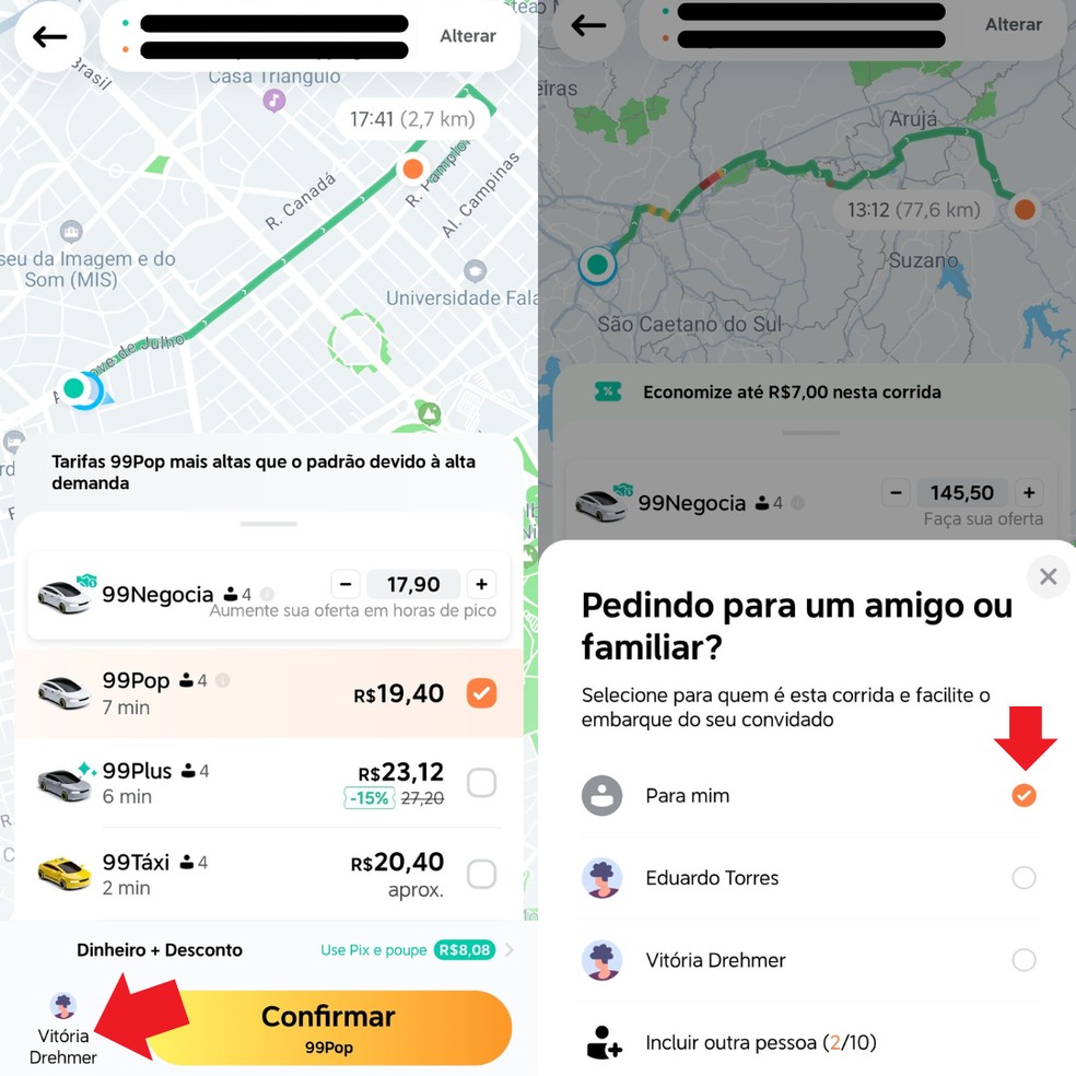 Como pedir Uber ou 99 para outra pessoa; passo a passo